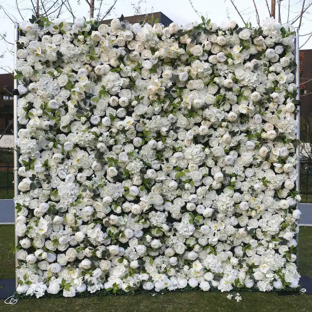 5D Artificial Flower Wall Green Lush Acream Peony Floral Wall Weddings ...