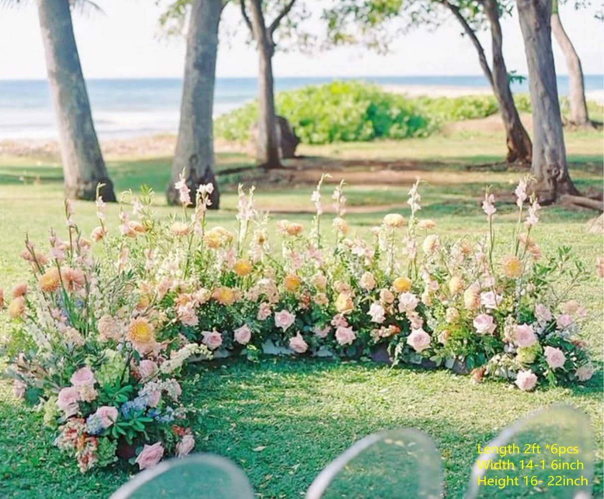 Pastel Wildflower Wedding Aisle Flower Arrangement: Spring Ceremony ...