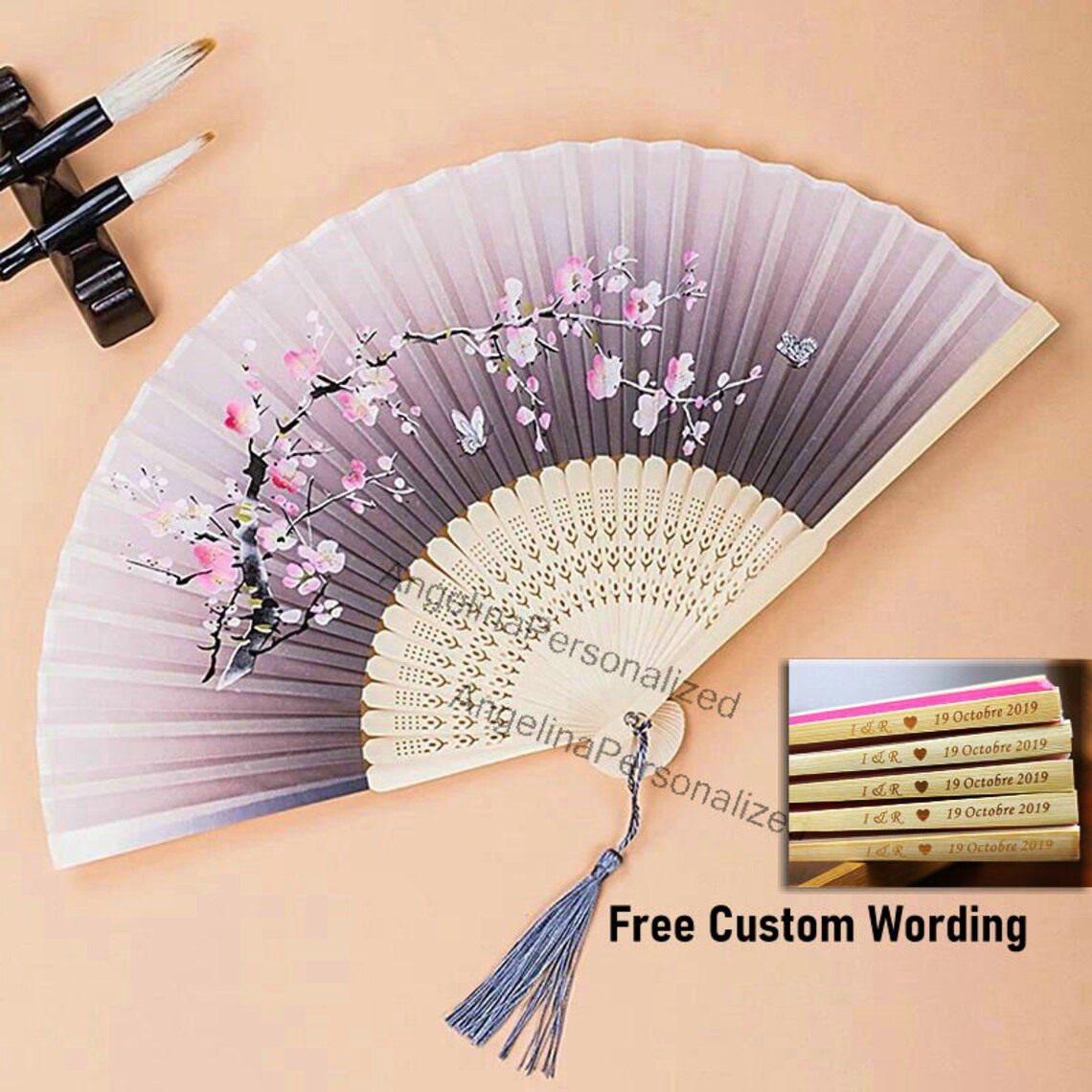 Princess Pink Floral Folding Hand Fans Bamboo Silk Folding Fan - Etsy ...