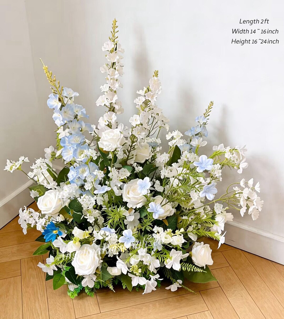 Pale Blue White Rose Hyacinth Wedding Altar Flower Arrangement ...