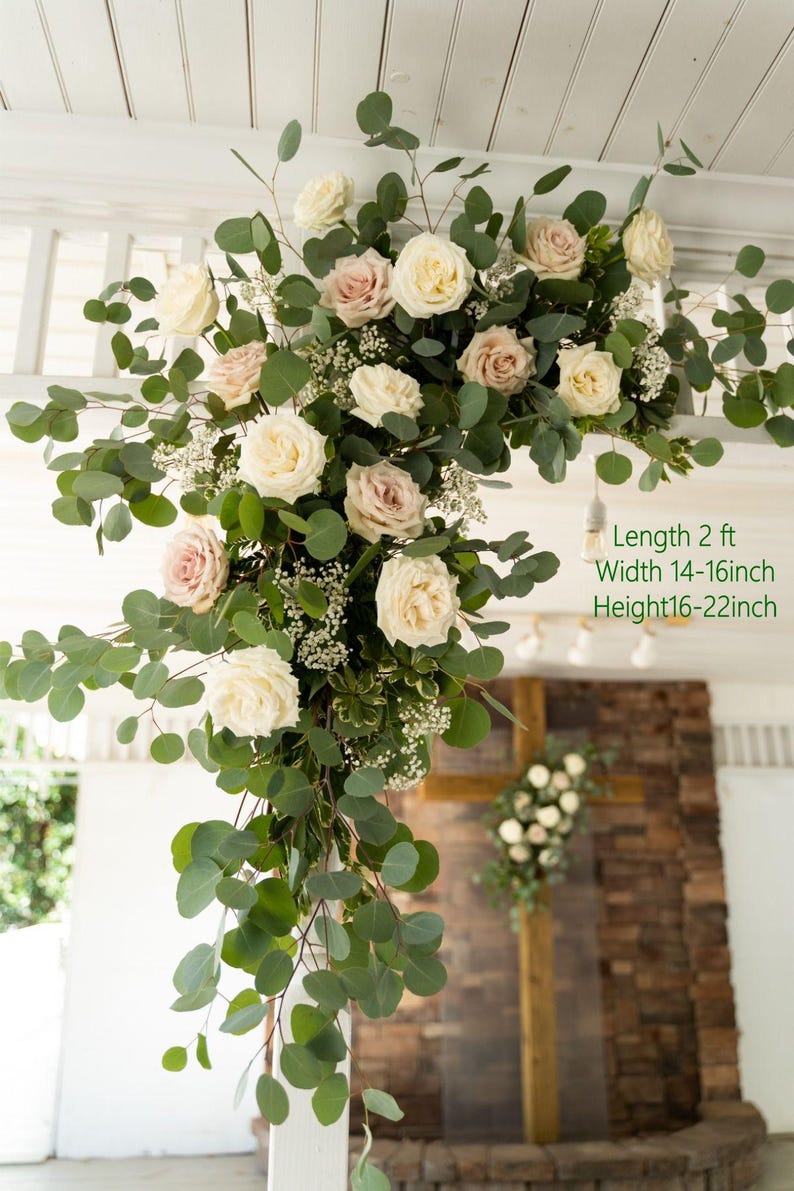 Pink Rose & Baby's Breath Floral Arrangement: Wedding, Shower Decor - Etsy