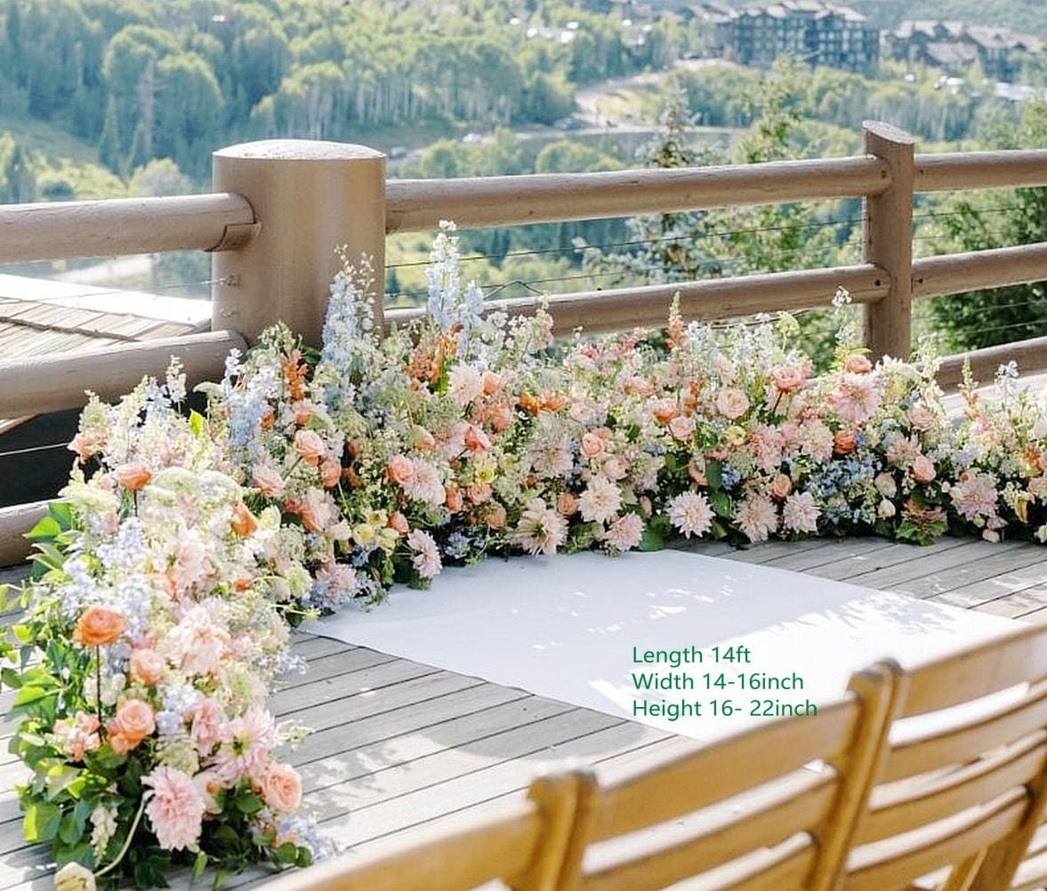 Pastel Wildflower Wedding Aisle Flower Arrangement: Spring Ceremony ...