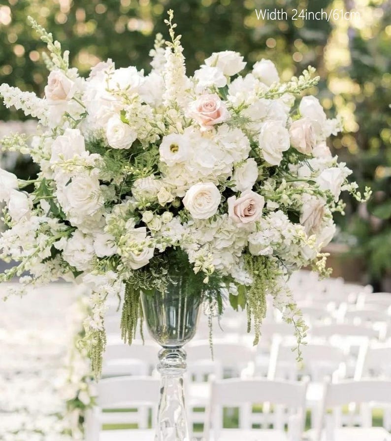 Blue and White Hydrangea Altar Flower Centerpiece, Wedding Ceremony ...