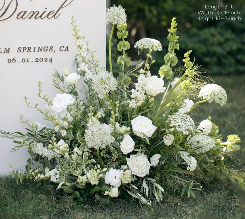 Cross Arch Wedding Flower Arrangement: Greenery & White Aisle Decor - Etsy