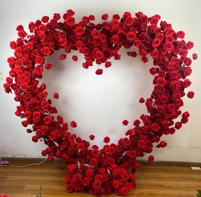 Heart-shaped Flower Arch: Hot Pink Wedding Entrance Arrangement - Etsy