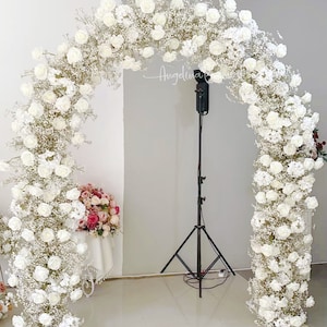 U Shape Wedding Arch Flowers With Artificial White Ivory Rose Baby ...