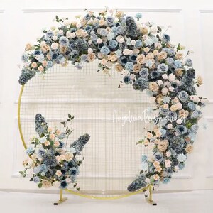 Burgundy Dusty Blue Cream Rose Arch Flowers, Wedding Party Corner ...