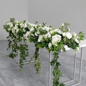 Greeny White Flowers Heart Flower Art Wedding Backdrop Floral Row ...