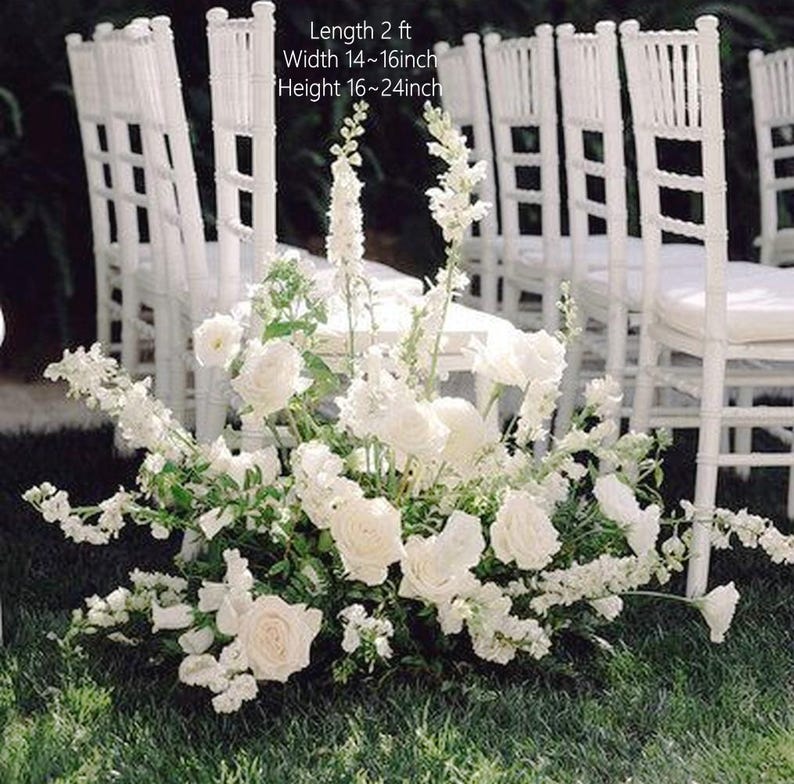 White Rose Snapdragons Wedding Aisle Flower Arrangement - Etsy