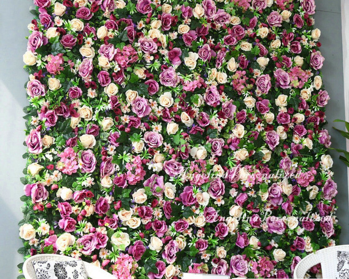 Lavender Champagne Rose Panels Artificial Flower Green Leaves | Etsy