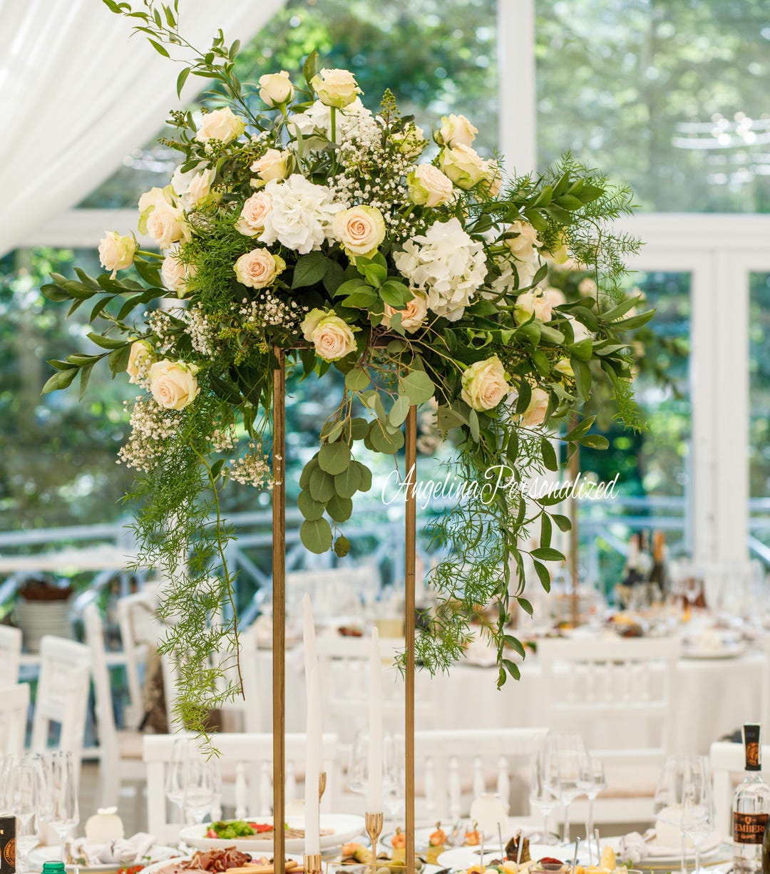 Creamy Yellow Rose Wedding Centerpiece: Tall Luxury Flower Ball - Etsy