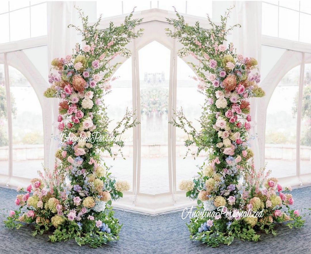 Blush & Green Wedding Aisle Flowers: Spring Eucalyptus Arbor ...