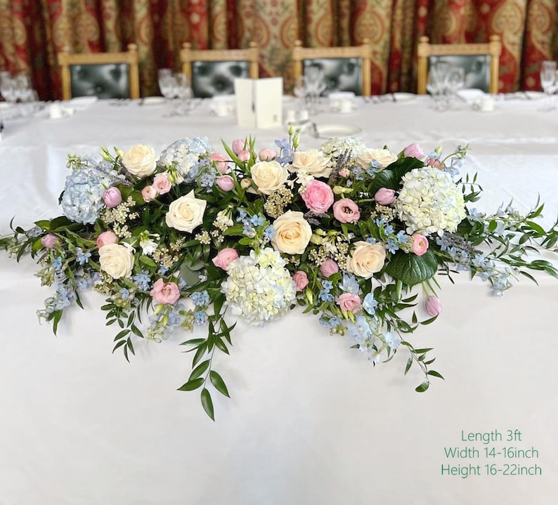 White Wedding Flower Arrangement: Tall Snapdragons, Roses, Baby's ...