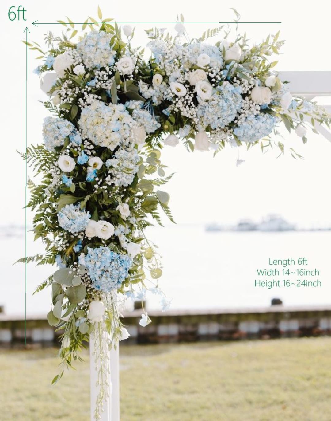 Coner Swag Decor White and Baby Blue Fairy Hydrangea Luxury Wedding ...