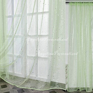 Sapphire Blue Star Chiffon Curtains Rod Pocket Drapes Window Treatmets ...