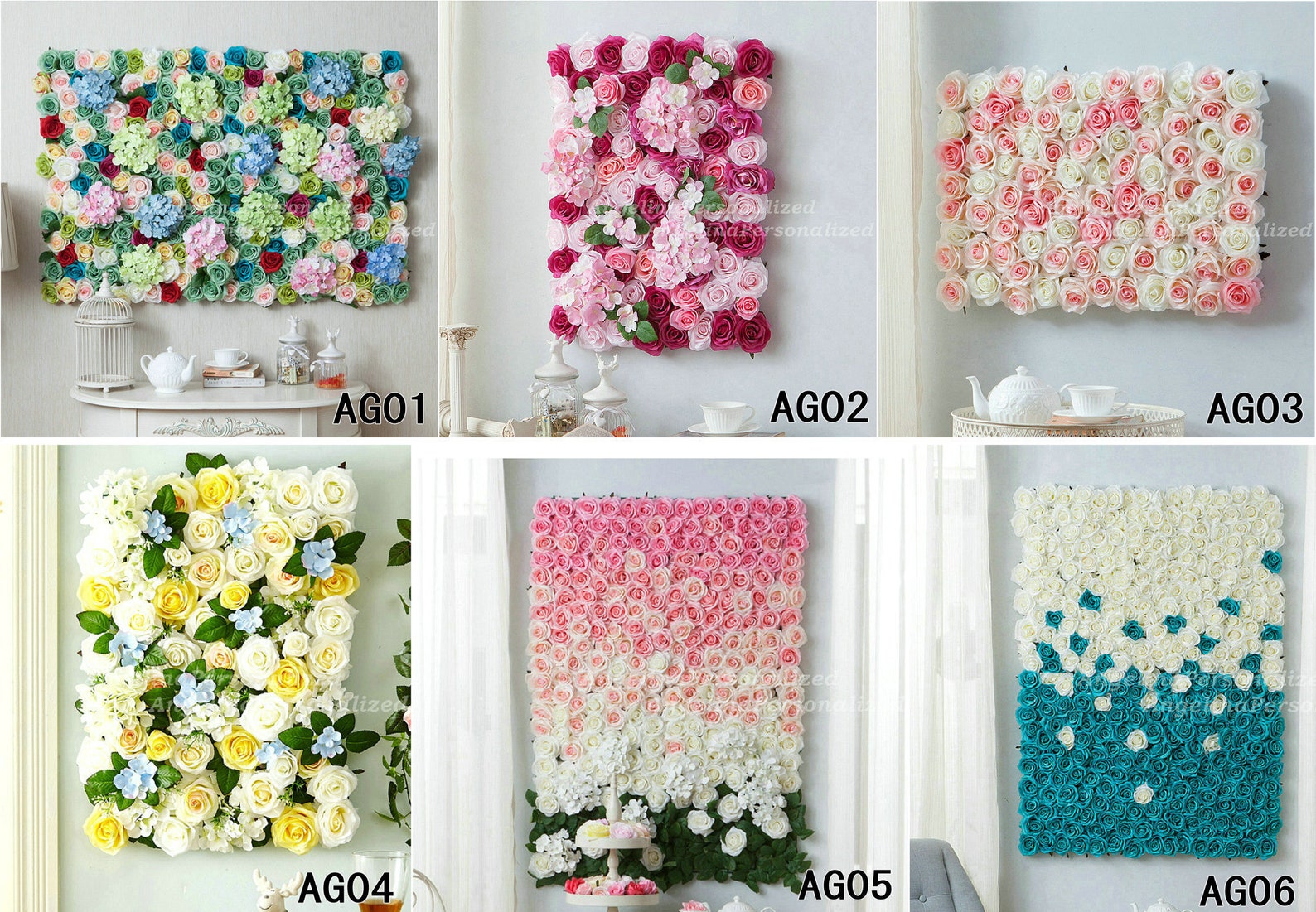 Greenry Grass Wall With Ivory Rose Flower Wall Flower - Etsy