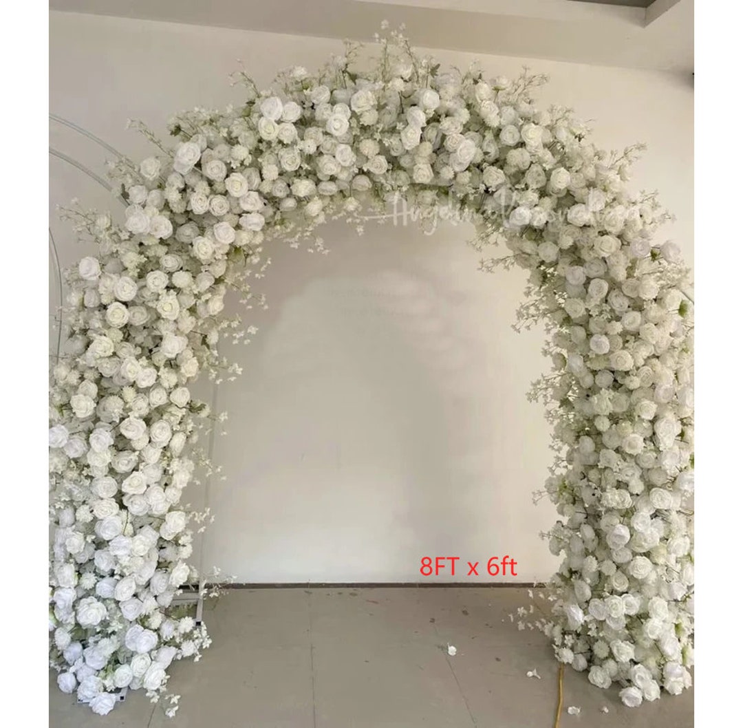 U Shape Wedding Arch Flowers With Artificial White Ivory Rose Baby ...
