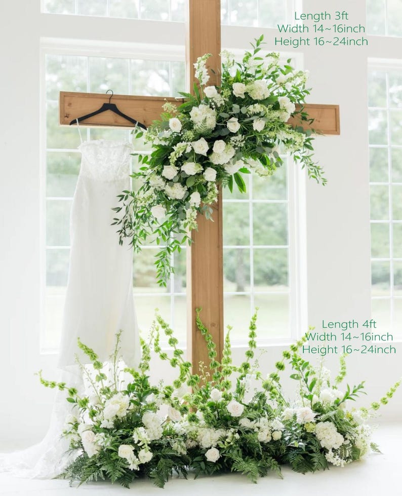 Cross Arch Wedding Flower Arrangement: Greenery & White Aisle Decor - Etsy
