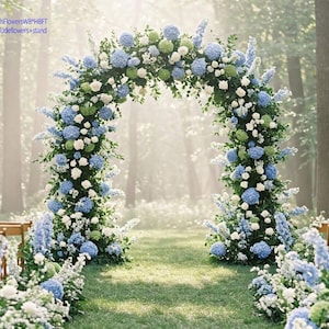 Blue & White Hydrangea Arch Flowers: Wedding Backdrop, Party Decor - Etsy