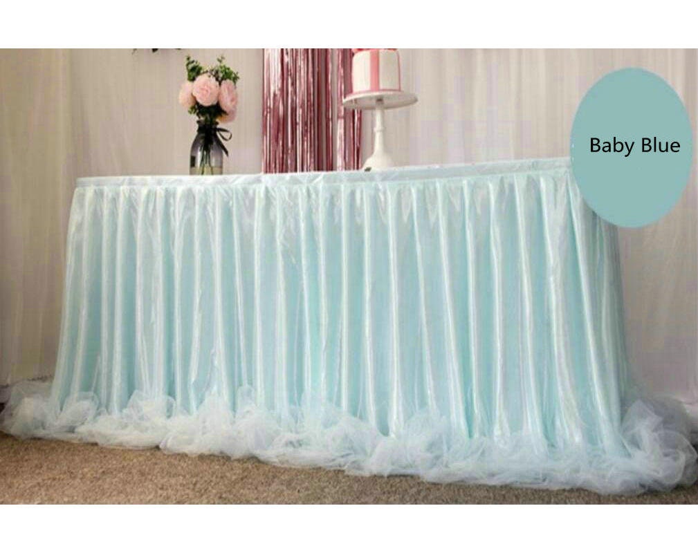 Elegant Silver Gray Tulle Tutu Table Skirt Long Sheer Grey | Etsy