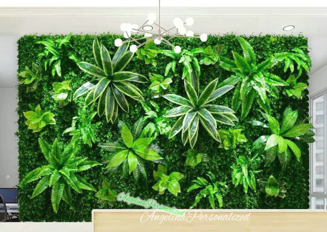 Variety Green Leaves Wall Decors Background 5D Artificial Plant Wall ...