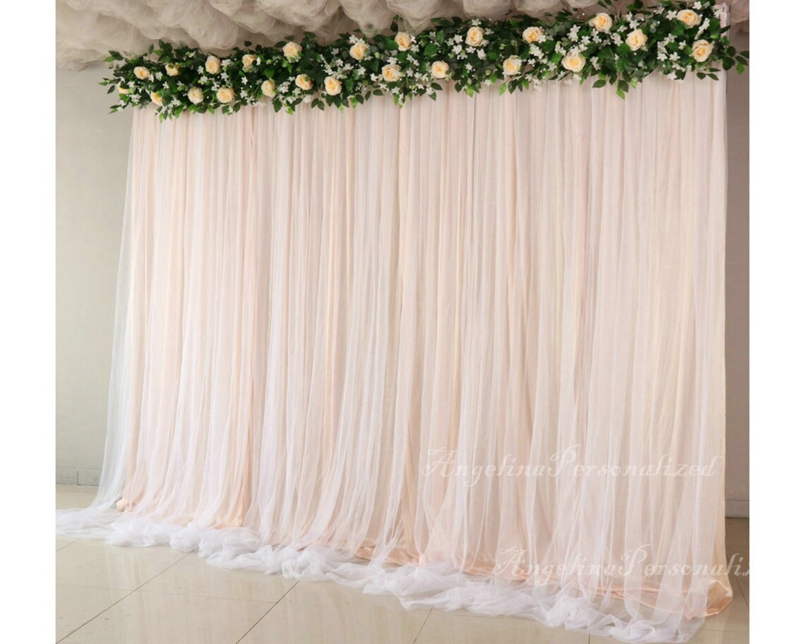Champagne Tulle Wedding Backdrop Sets Come With Big Flower - Etsy