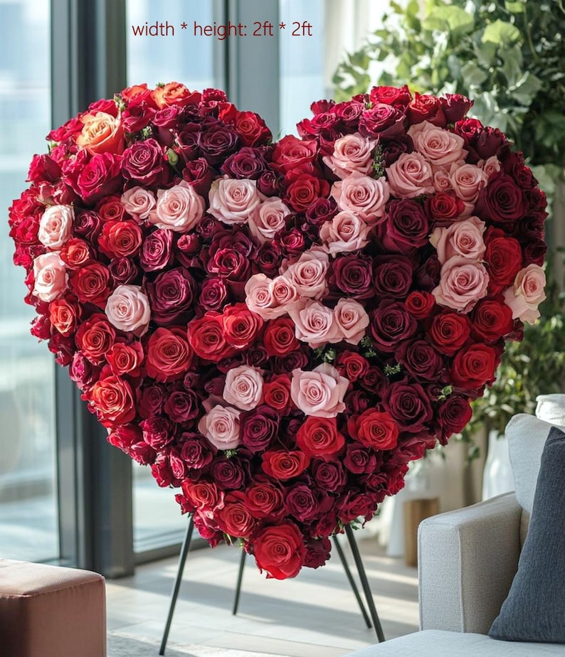 Burgundy Rose Heart Flower Wall: Wedding Photo Booth Backdrop - Etsy