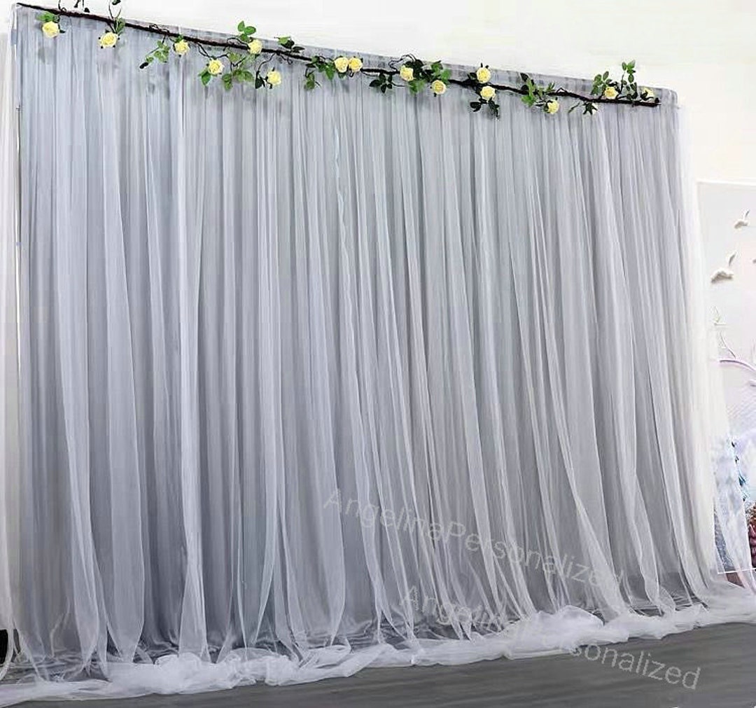 Silver Dusty Gray Tulle Chiffon Backdrops for Bridal Shower - Etsy