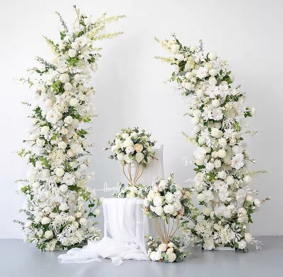 White Wedding Arch Flower Swag: Ivory & Greenery Backdrop Decor - Etsy