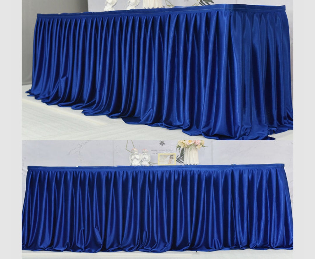 Sapphire Blue Table Skirt: Tulle & Ice Silk, Wedding Party Decor - Etsy