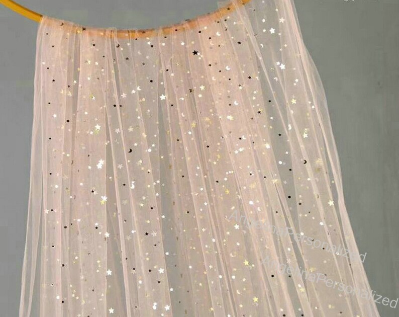 White Moon & Star Tulle Fabric for Wedding Dress Veiltulle | Etsy