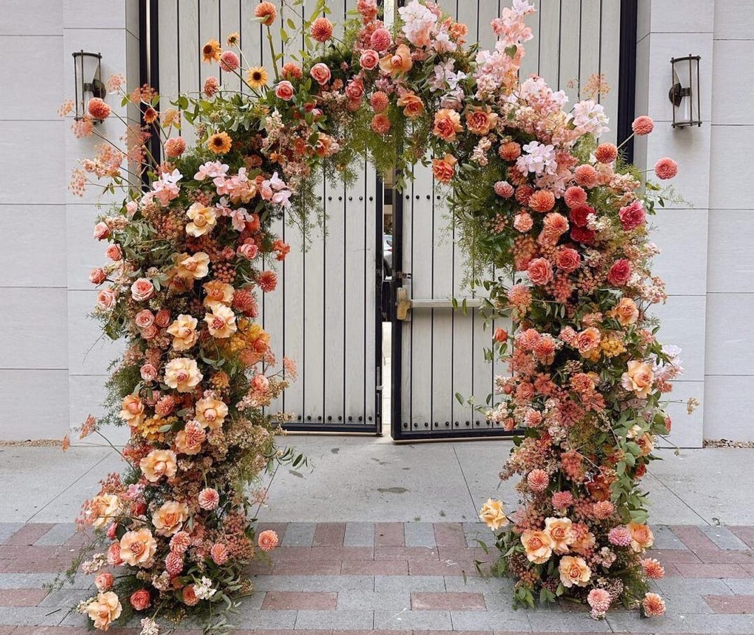 Wedding Entrance Autumn Fall Flower Arch for Wedding Brown,peach ...