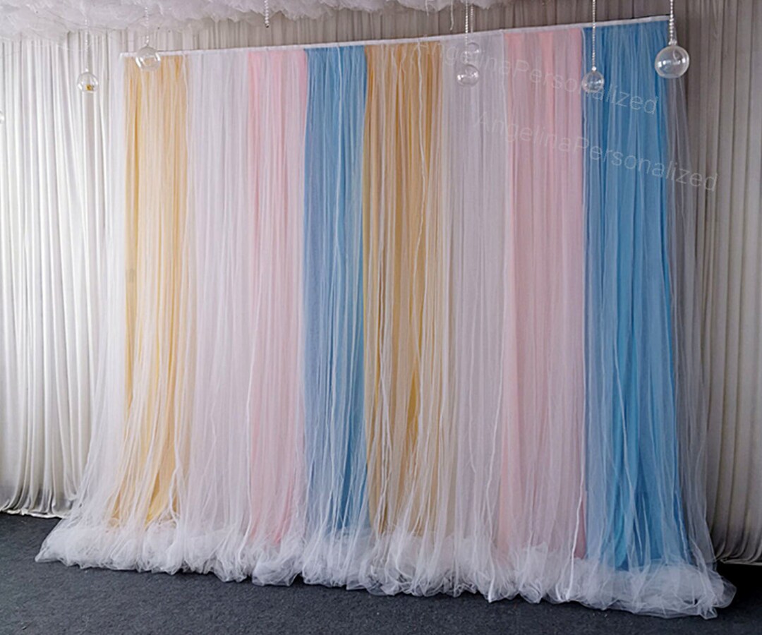 Rainbow Tulle Chiffon Backdrops for Bridal Shower Photography Wedding ...