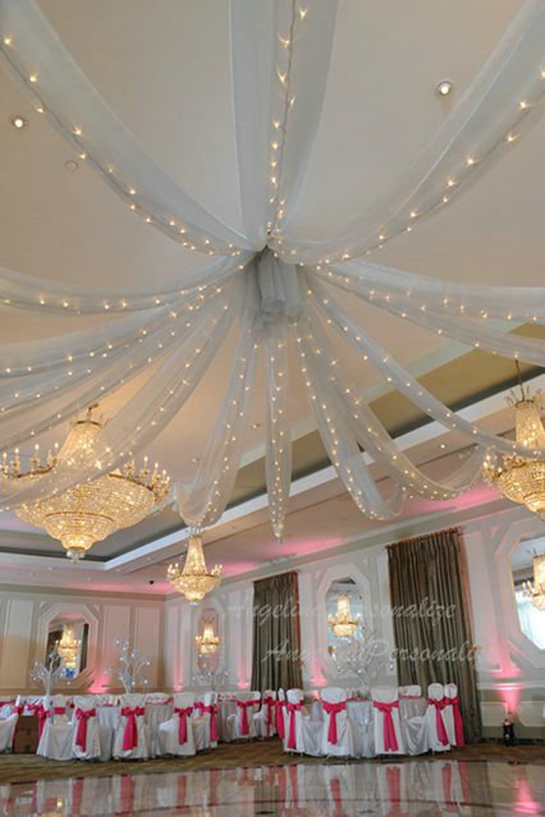 Custom Canopy White Tulle Ceiling Drapery Ivory Chiffon - Etsy