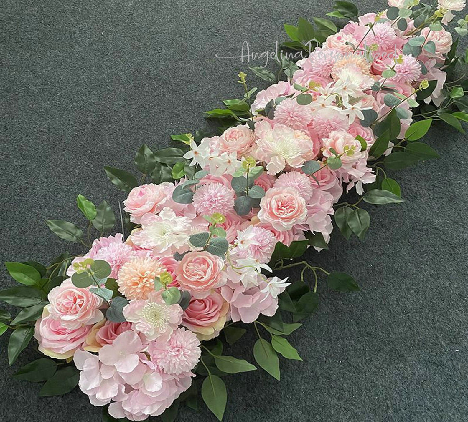 Elegant Ivory Flower Runner Artificial Rose Peony Eucalyptus - Etsy