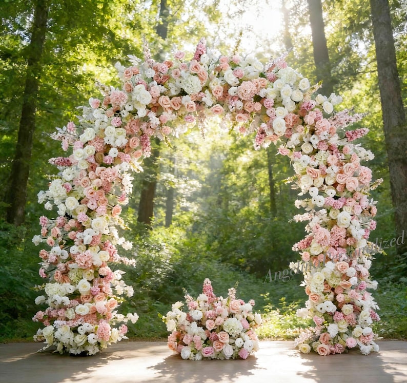 Luxurious U Shape Wedding Flower Arch - Blush and White Roses Hyacinth ...
