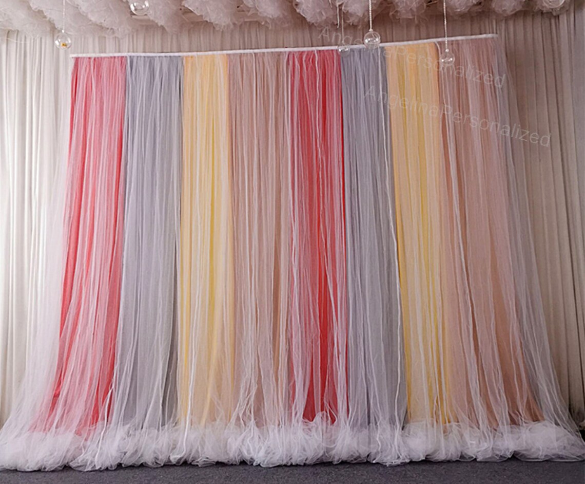 Rainbow Tulle Chiffon Backdrops for Bridal Shower Photography - Etsy