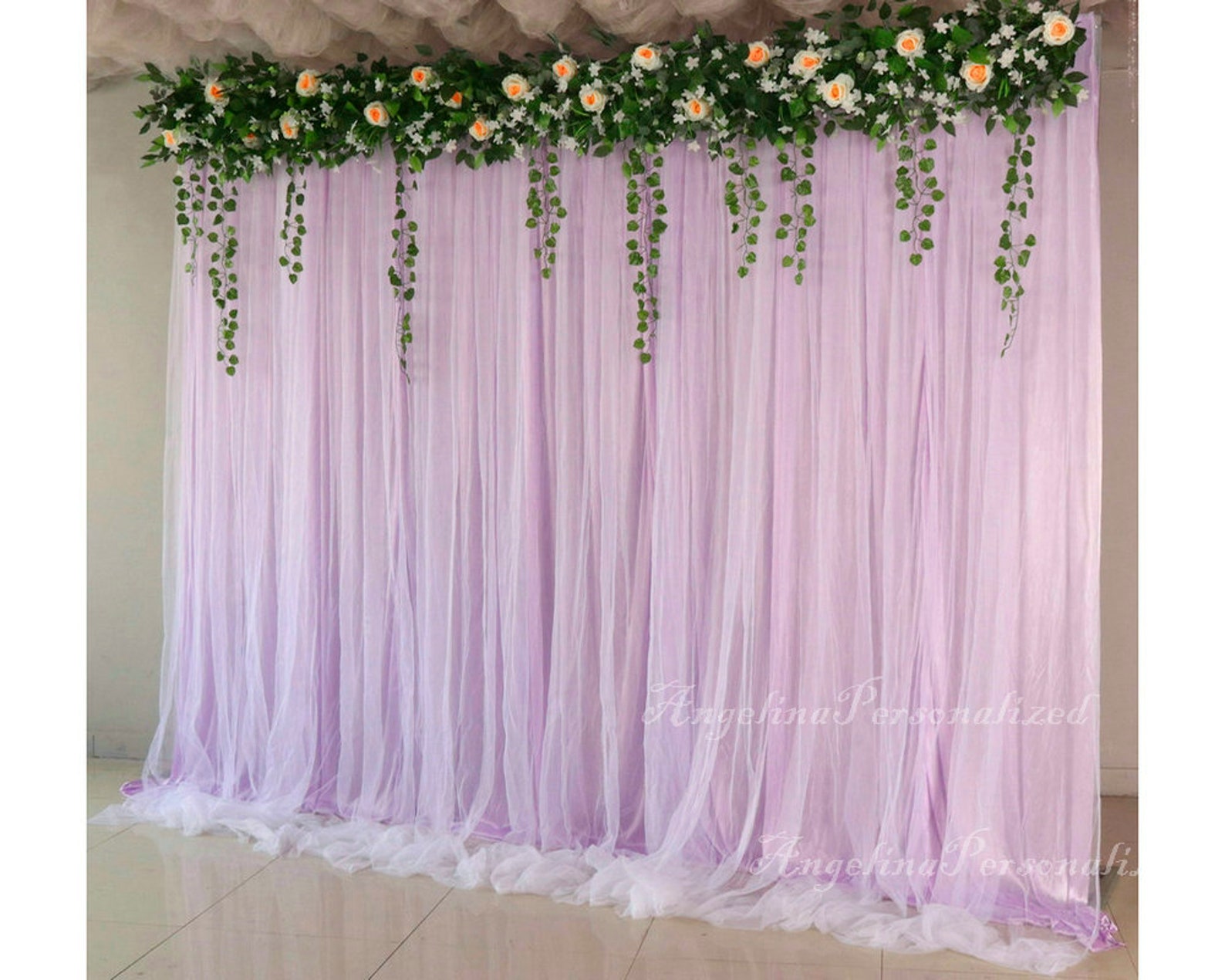 Champagne Tulle Wedding Backdrop Sets Come With Big Flower - Etsy