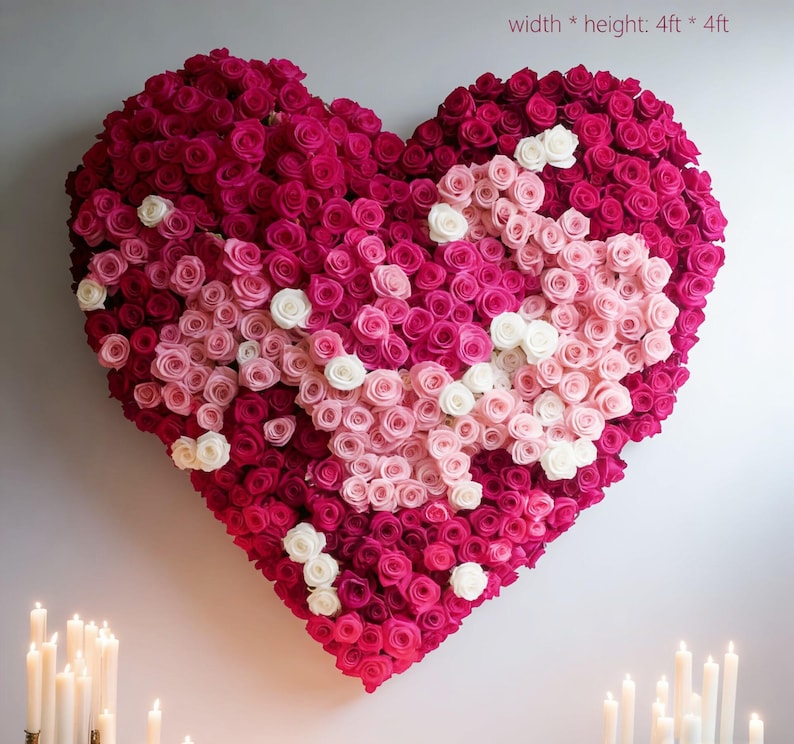 Burgundy Rose Heart Flower Wall: Wedding Photo Booth Backdrop - Etsy