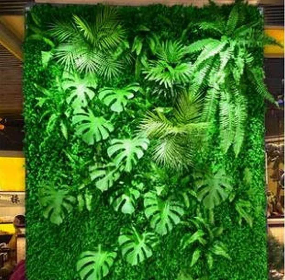 5D Artificial Plants Wall Backdrop Tropical Spring Green Leaves Wall ...