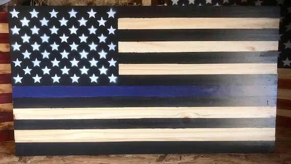 Handmade American / Blue Line Flag - Etsy