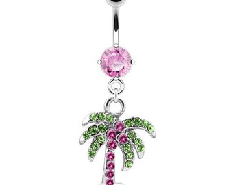 Palm Tree Belly Ring - Etsy
