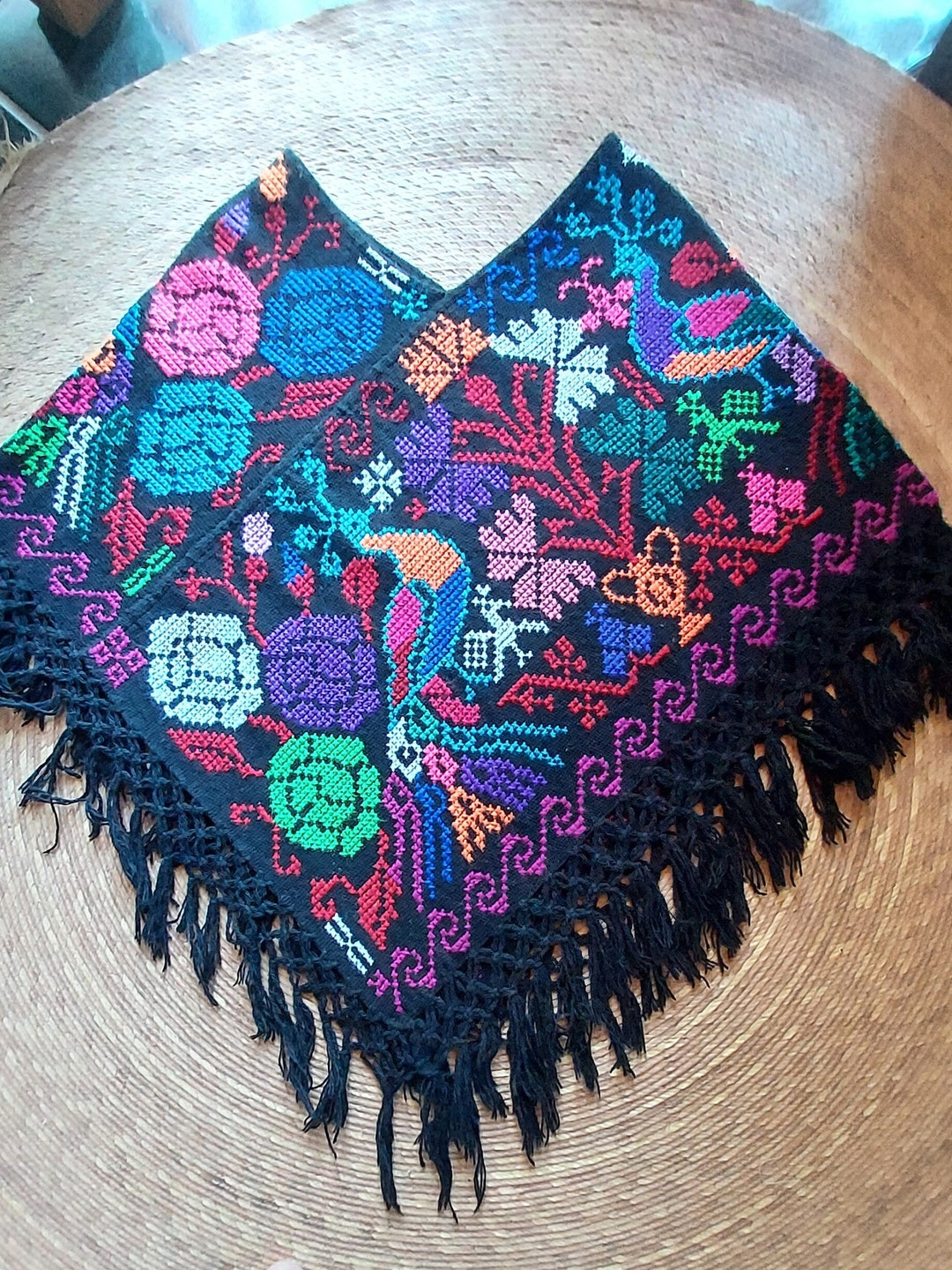 Mazahua Woven Quexquemitl Aztec Shawl Traditional Pre-hispanic ...
