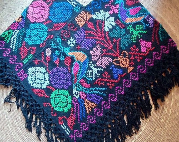 Mazahua Woven Quexquemitl Aztec Shawl Traditional Pre-hispanic ...