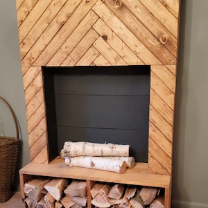 Fireplace/ Chevron Style Fireplace With Base. - Etsy