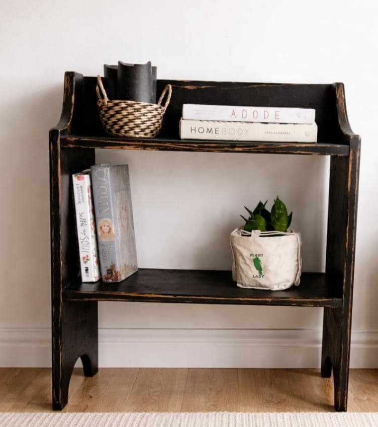 Primitive Bucket Bench: Farmhouse Style Pine Side Table, Black ...