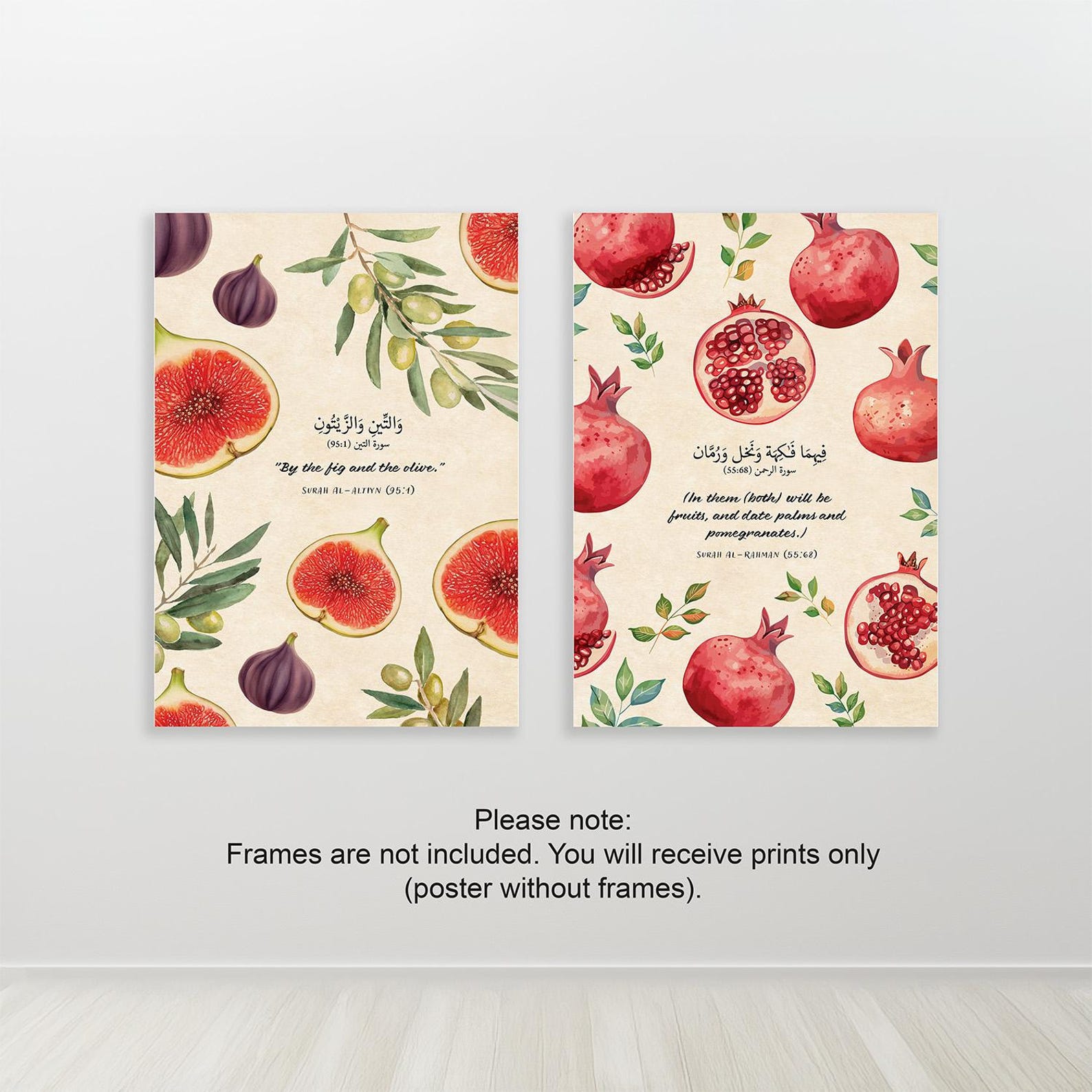 Islamic Kitchen Art Prints: Quran Verses, Figs, Olives – Set of 4 ...
