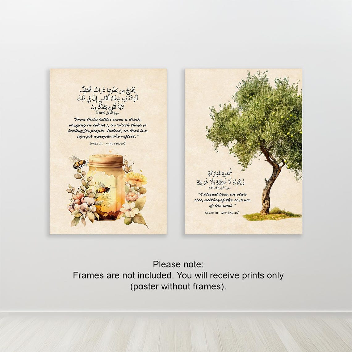 Islamic Kitchen Art Prints: Quran Verses, Figs, Olives – Set of 4 ...