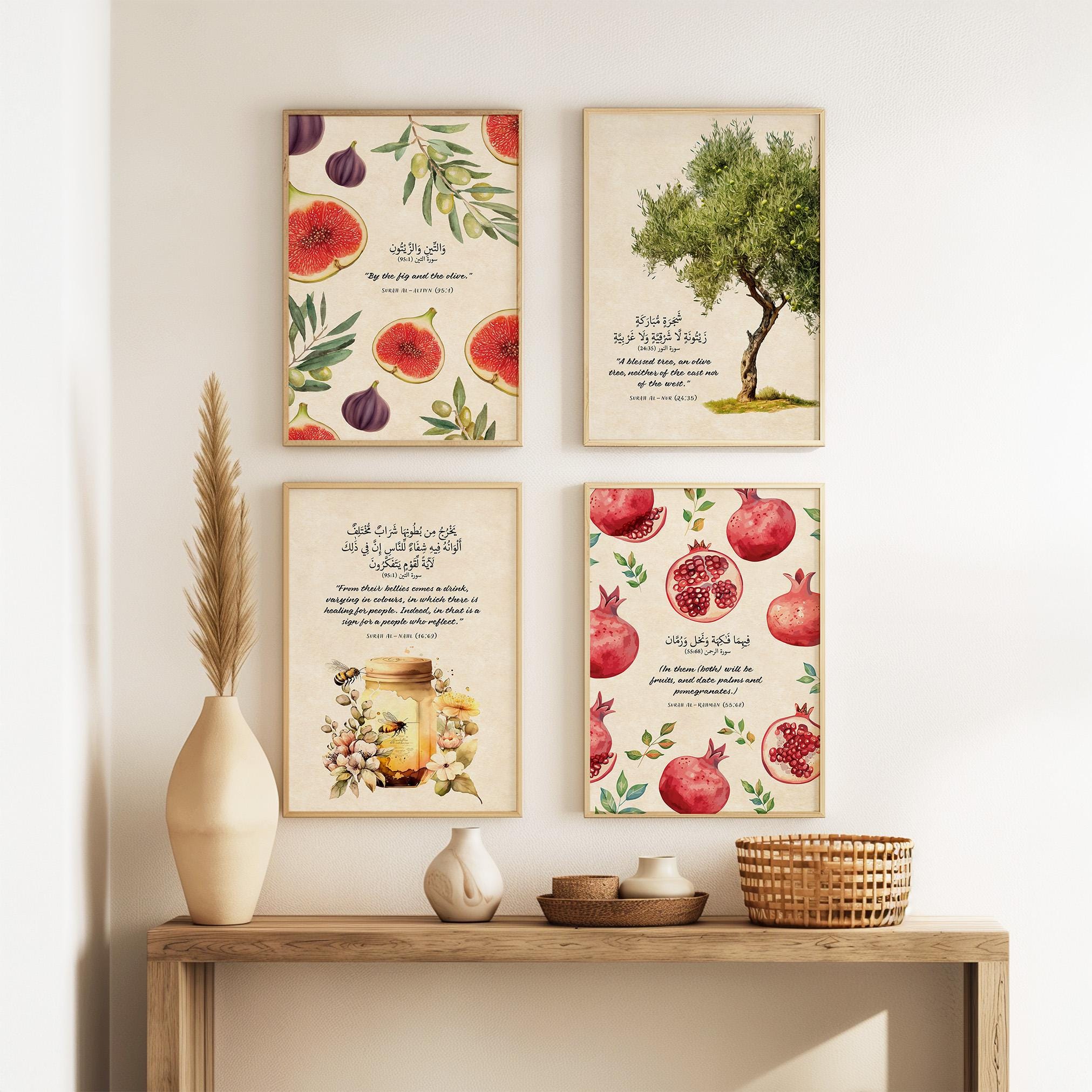 Islamic Kitchen Art Prints: Quran Verses, Figs, Olives - Set of 4 - Etsy UK