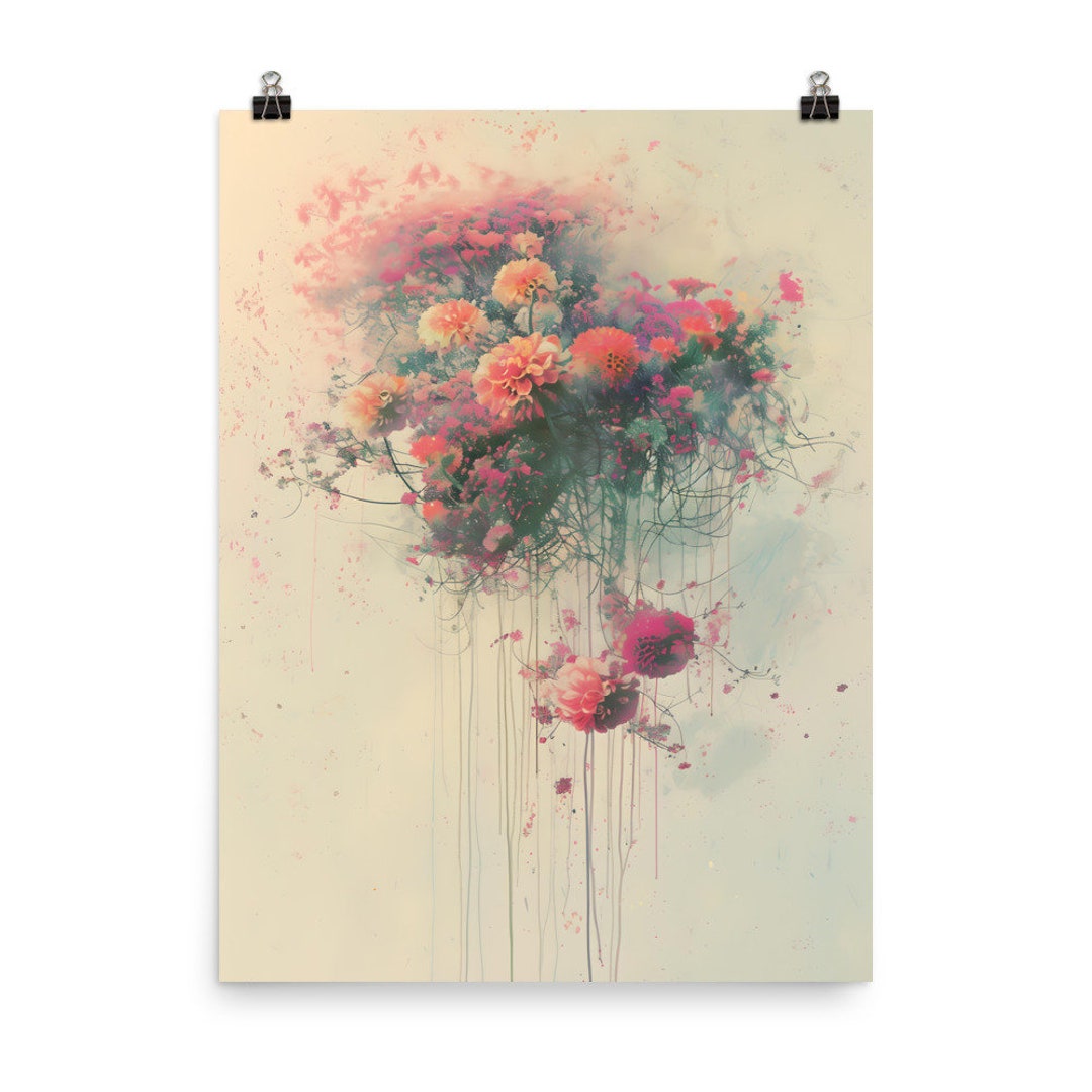 Surreal Flowers Poster, Modern Home Decor Wall Art Print - Etsy